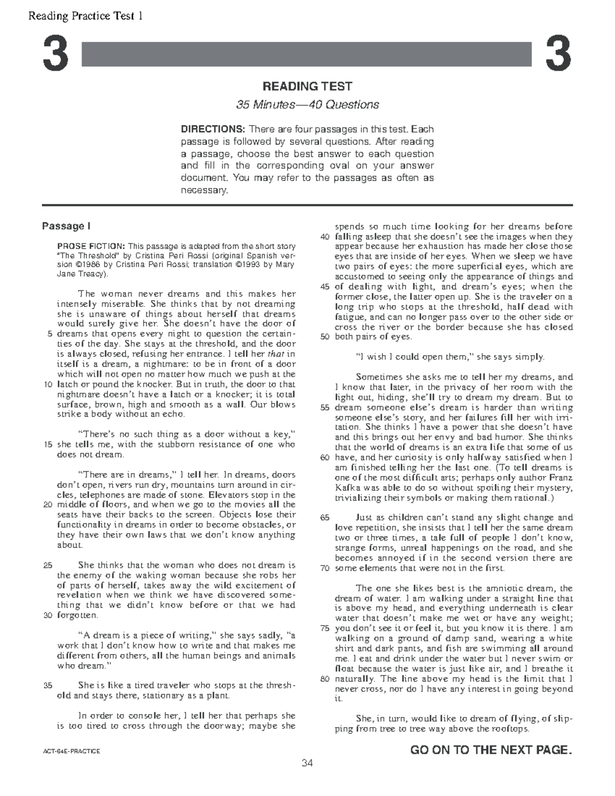 Reading Practice Test 1: 35 Questions on Prose Fiction and Acupuncture ...
