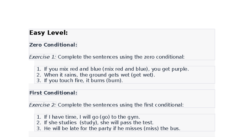 Conditional Exercises: Zero to Mixed Conditional Practice - Studeersnel