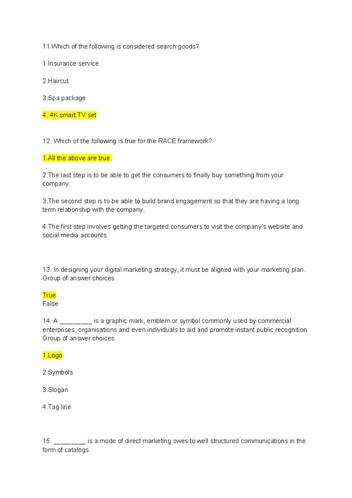 Cet310 TMA Part 3 - Quizzes on Marketing Concepts - Studocu