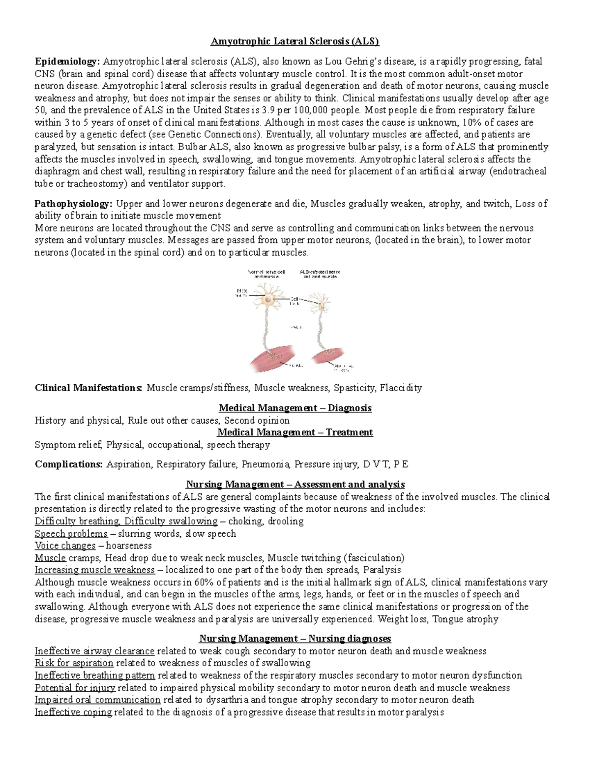 Amyotrophic lateral sclerosis (ALS) - It is the most common adult-onset ...