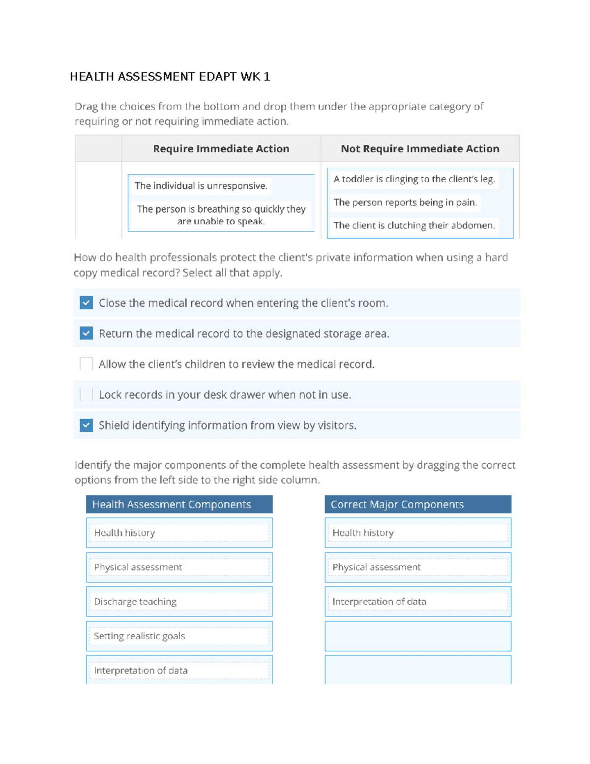 Health Assessment Edapt WK 2: Key Concepts & Guidelines - Studocu
