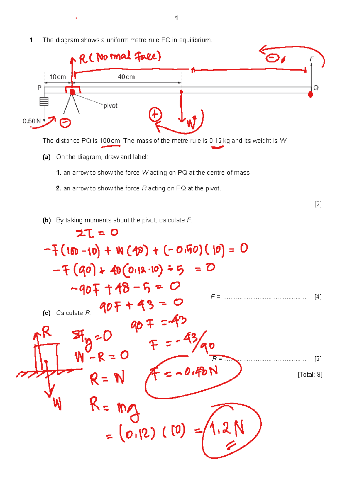 Moment HW - A/AS Level Physics: Equilibrium and Forces Analysis - Studocu