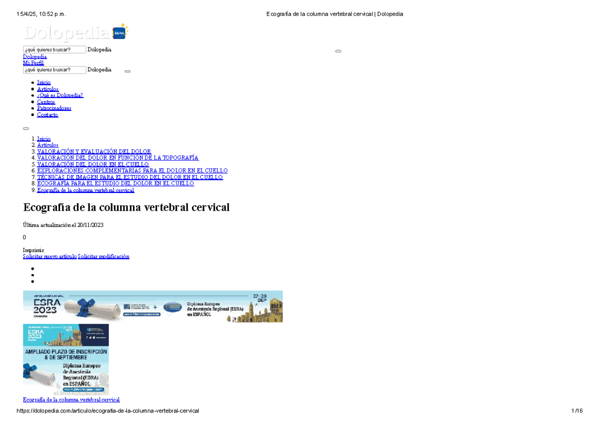 Ecografía de la Columna Vertebral Cervical: Análisis y Técnicas ...