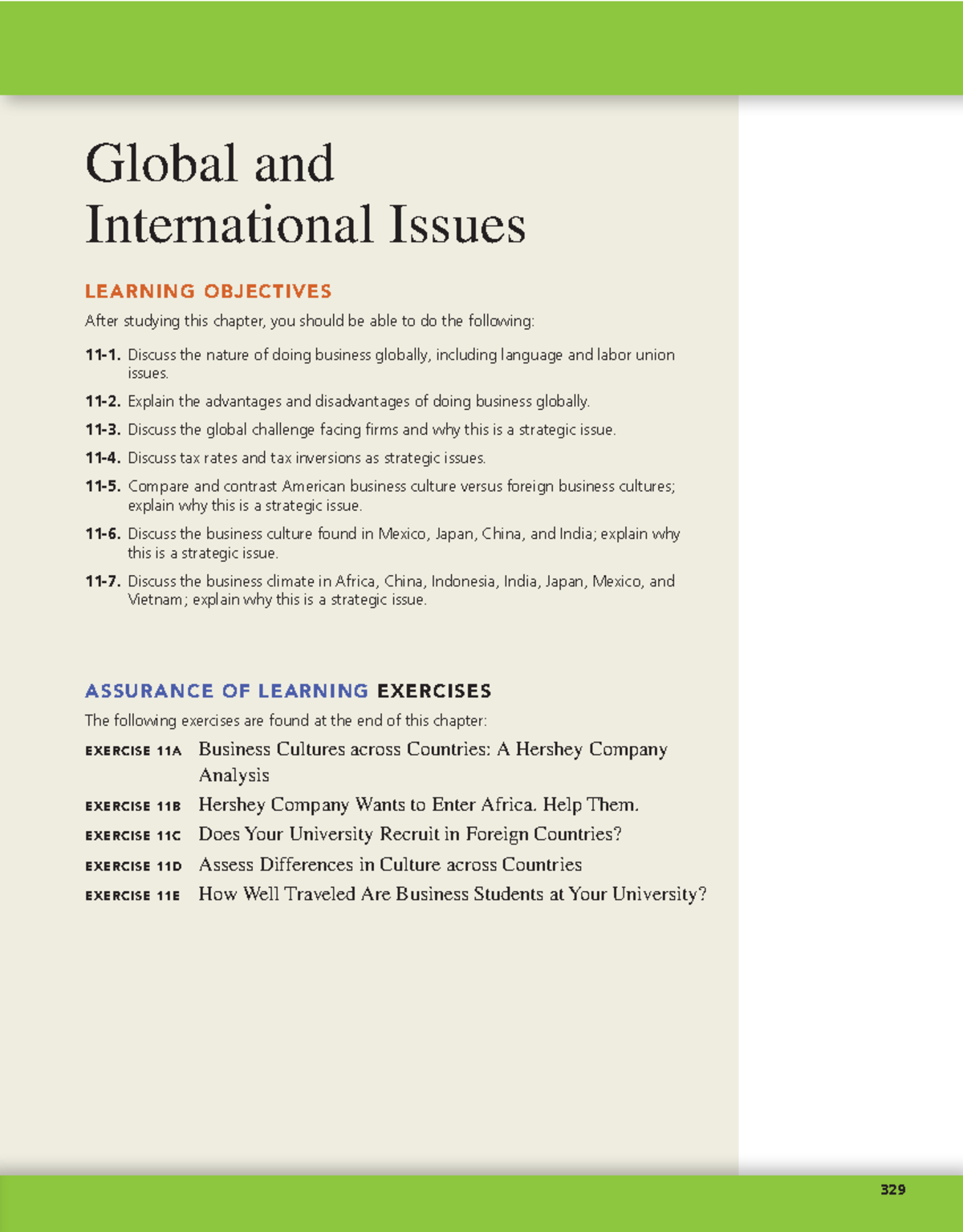 Chapter 11 - Global & International Business Issues and Cultures - Studocu