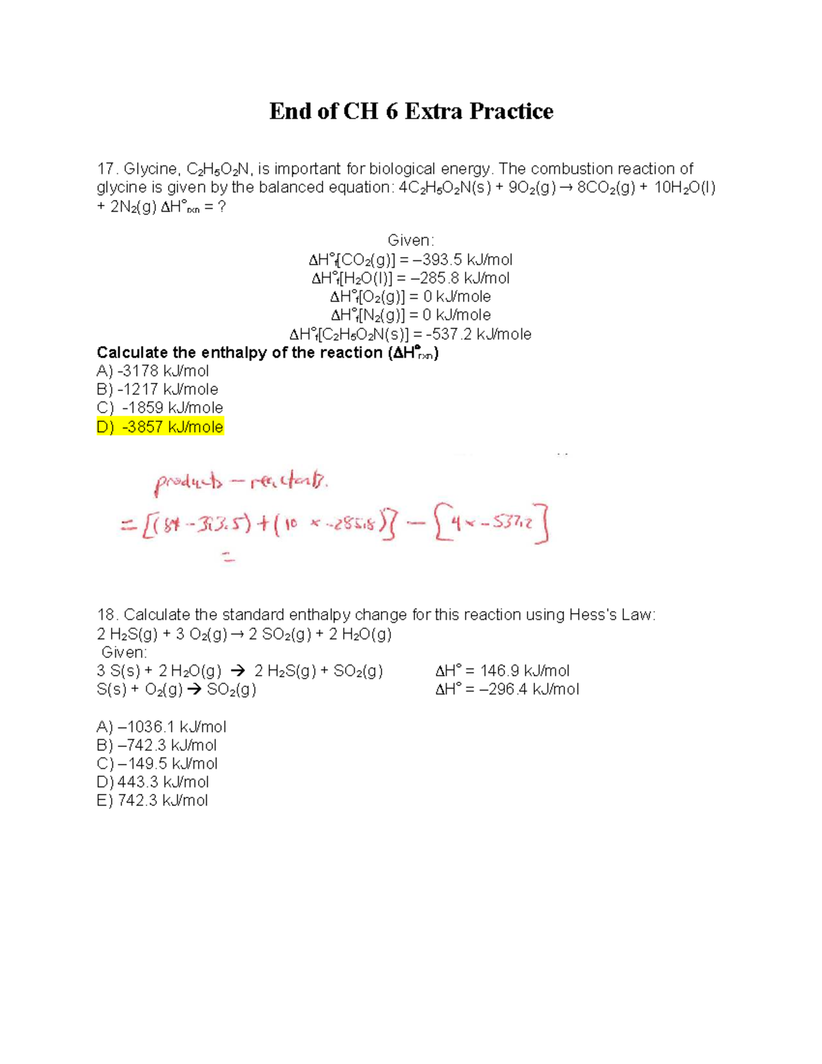 End of CH 6 Extra Practice Problems KEY-1 - Studocu