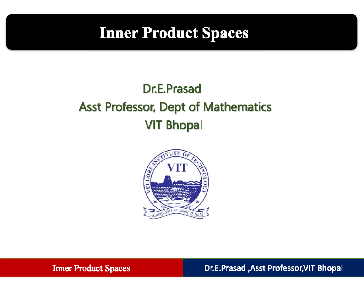 Inner Product Spaces - Module 4 Notes (MATH 101) by Dr. E. Prasad - Studocu