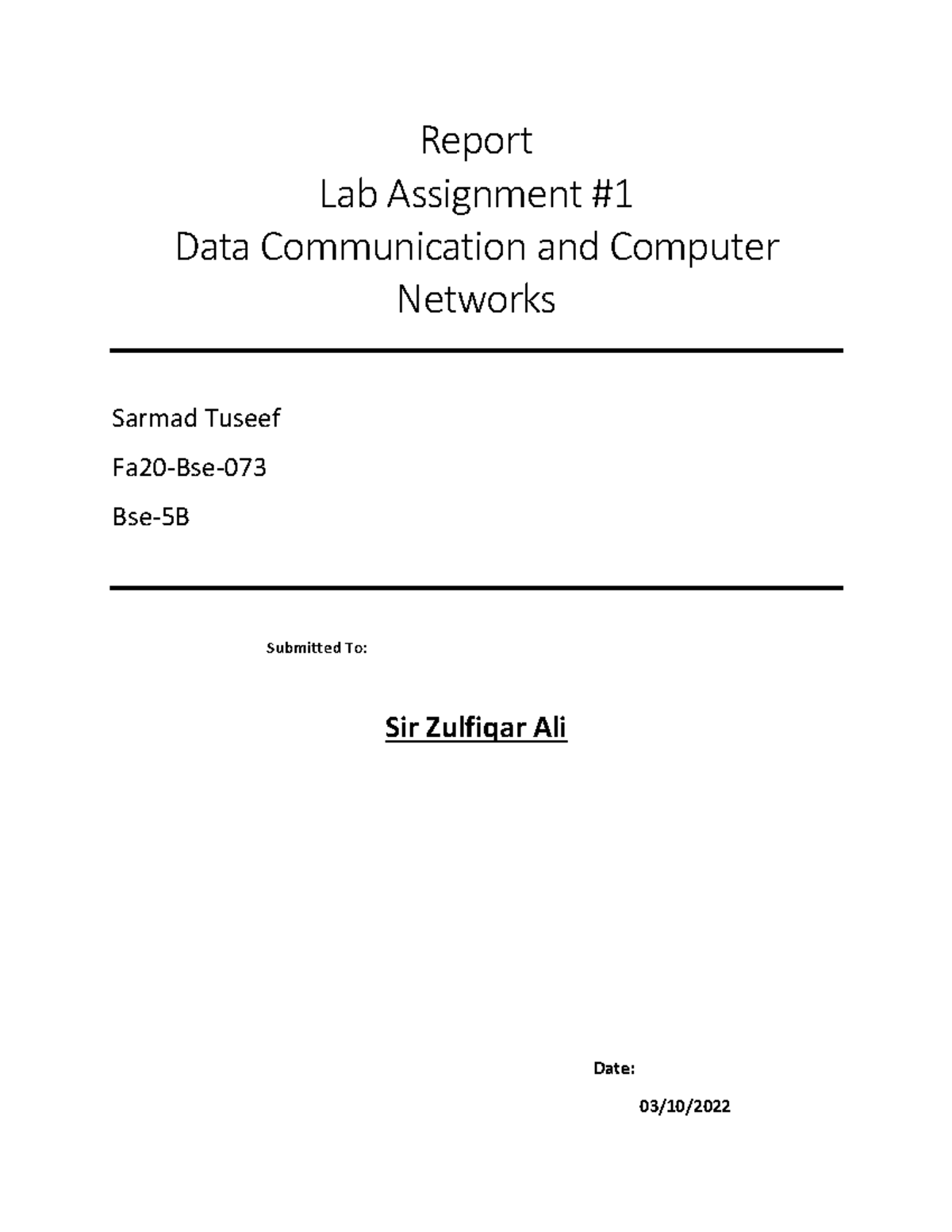 DCCN Lab Report: Data Communication & Client-Server Functionality - Studocu