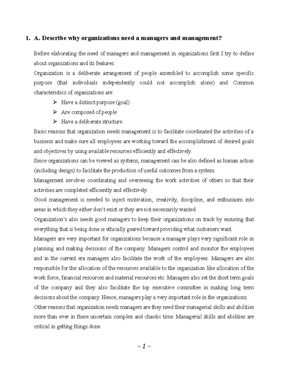 Management Assignment: The Importance of Management and Its Principles ...