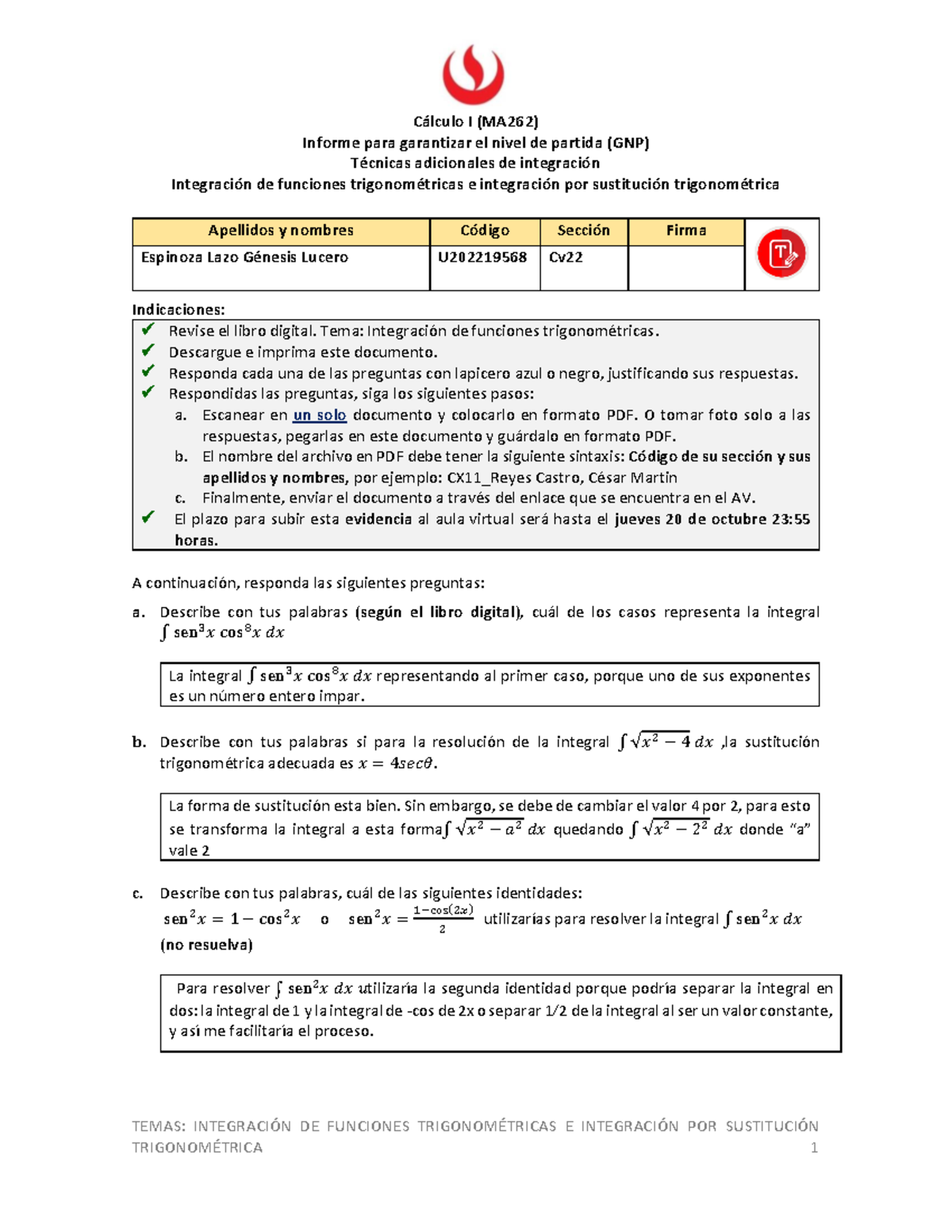 1 - gnp 3 - TEMAS: INTEGRACI”N DE FUNCIONES TRIGONOM.. E INTEGRACI”N ...