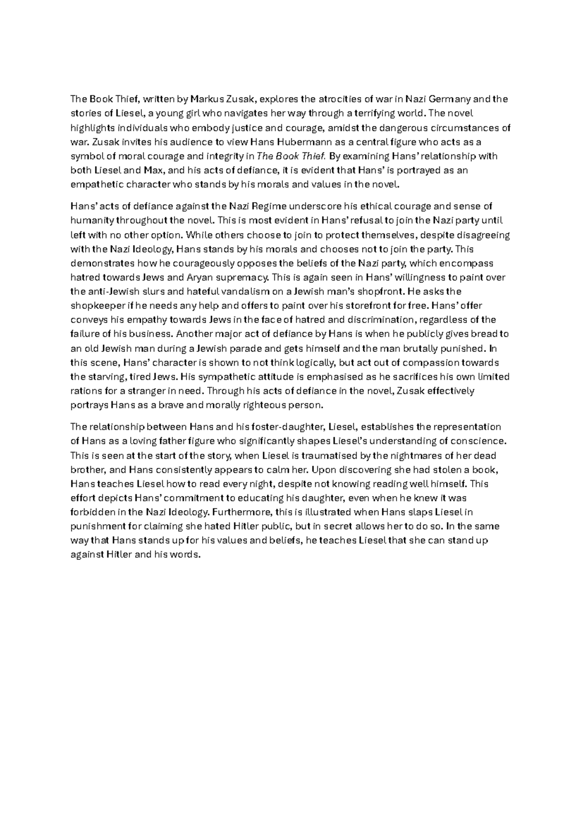 FIA4 Essay Notes: Moral Courage in "The Book Thief" by Zusak - Studocu