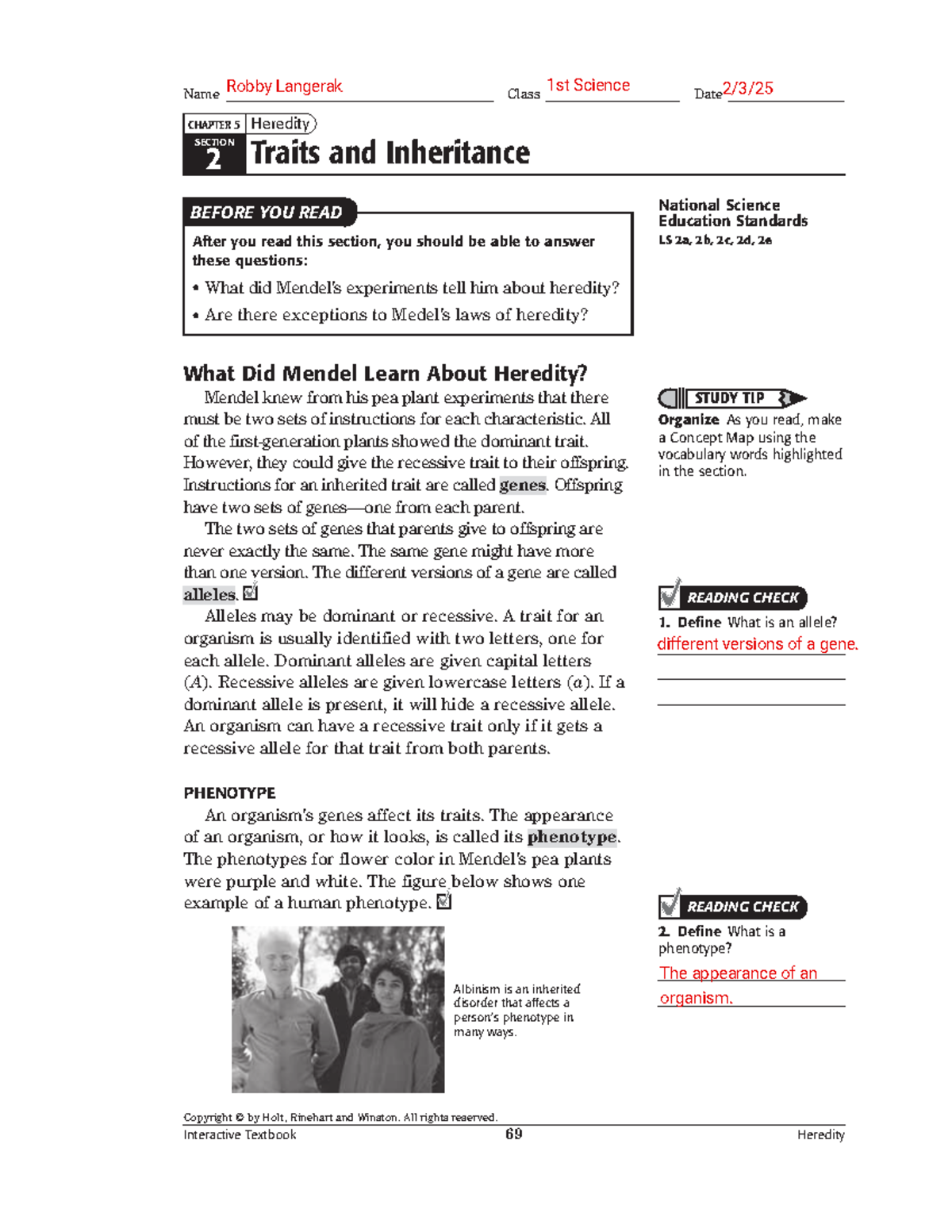 CH 5: Heredity & Traits - 1st Science (Rob Langerak) - Studocu