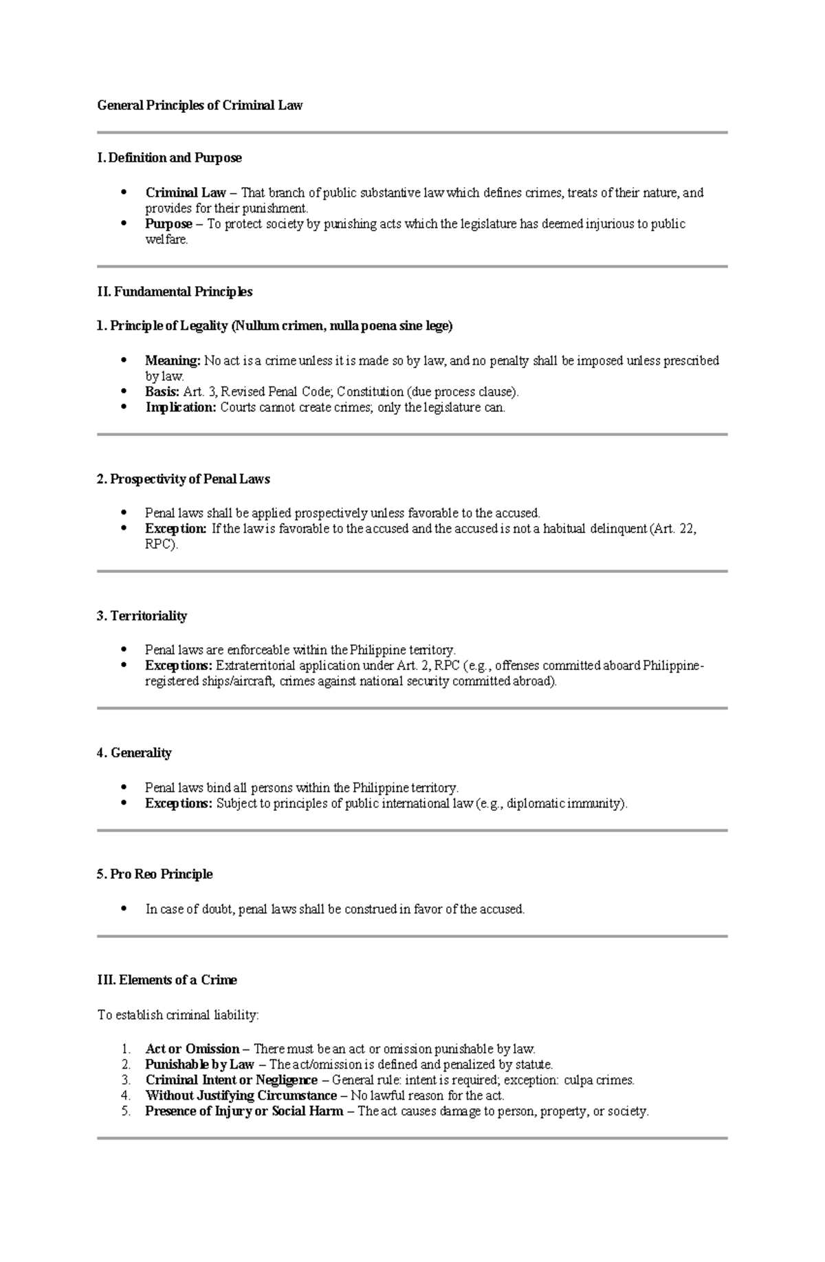 General Principles of Criminal Law I: Definition & Purpose - Studocu