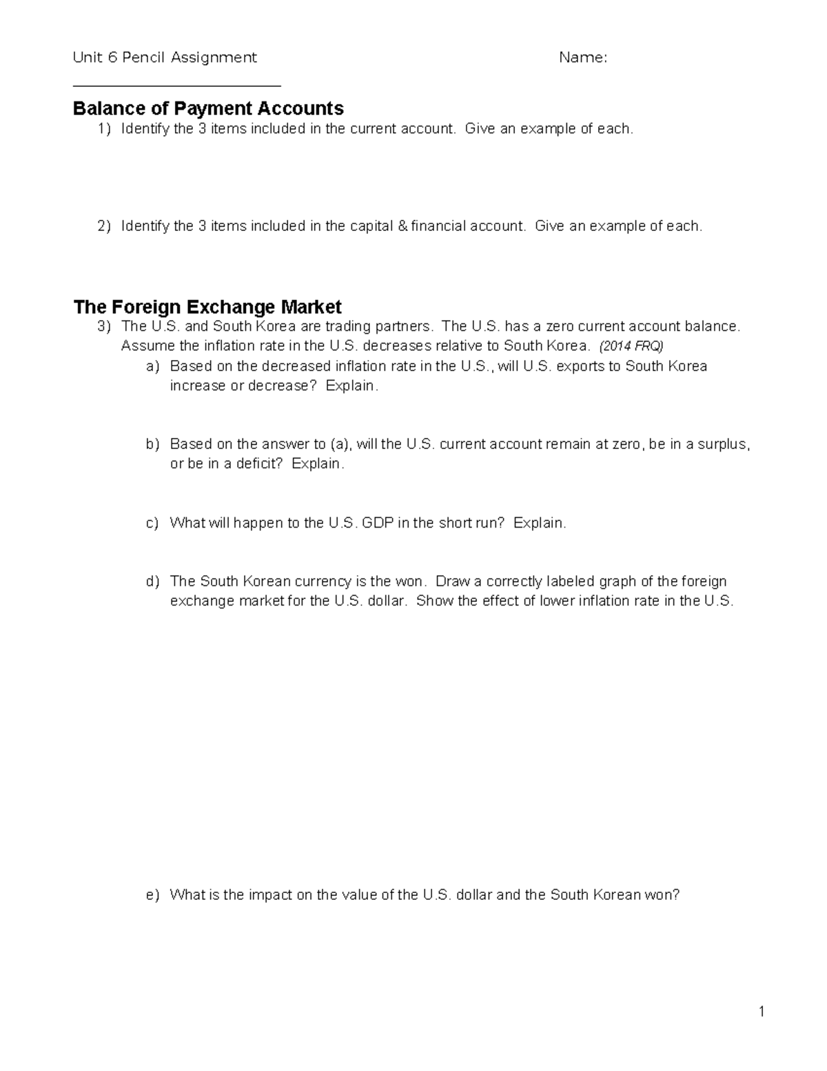Unit 6 (FRQs) - AP Macroeconomics: Balance of Payments & FX Market ...
