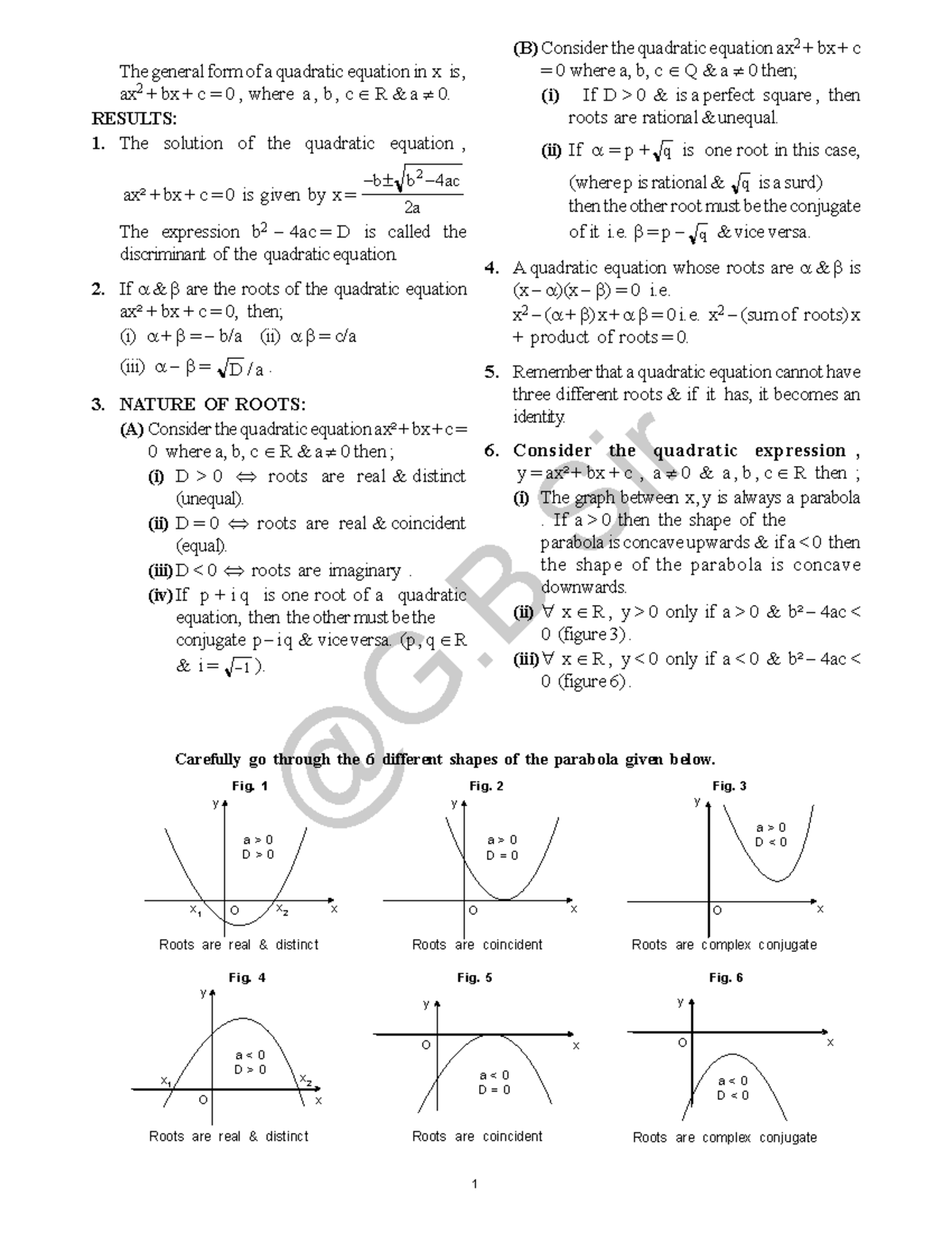 Quadratic Equations: Nature of Roots and Solutions (MATH101) - Studocu