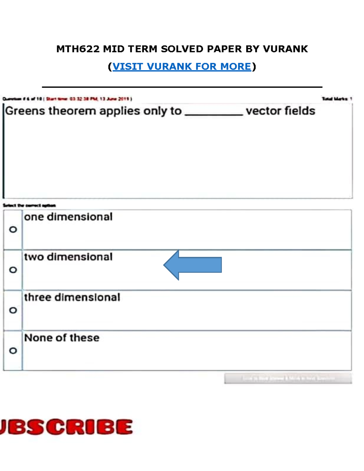 MTH622 MID TERM Solved Paper By Vurank - vectors and classical ...