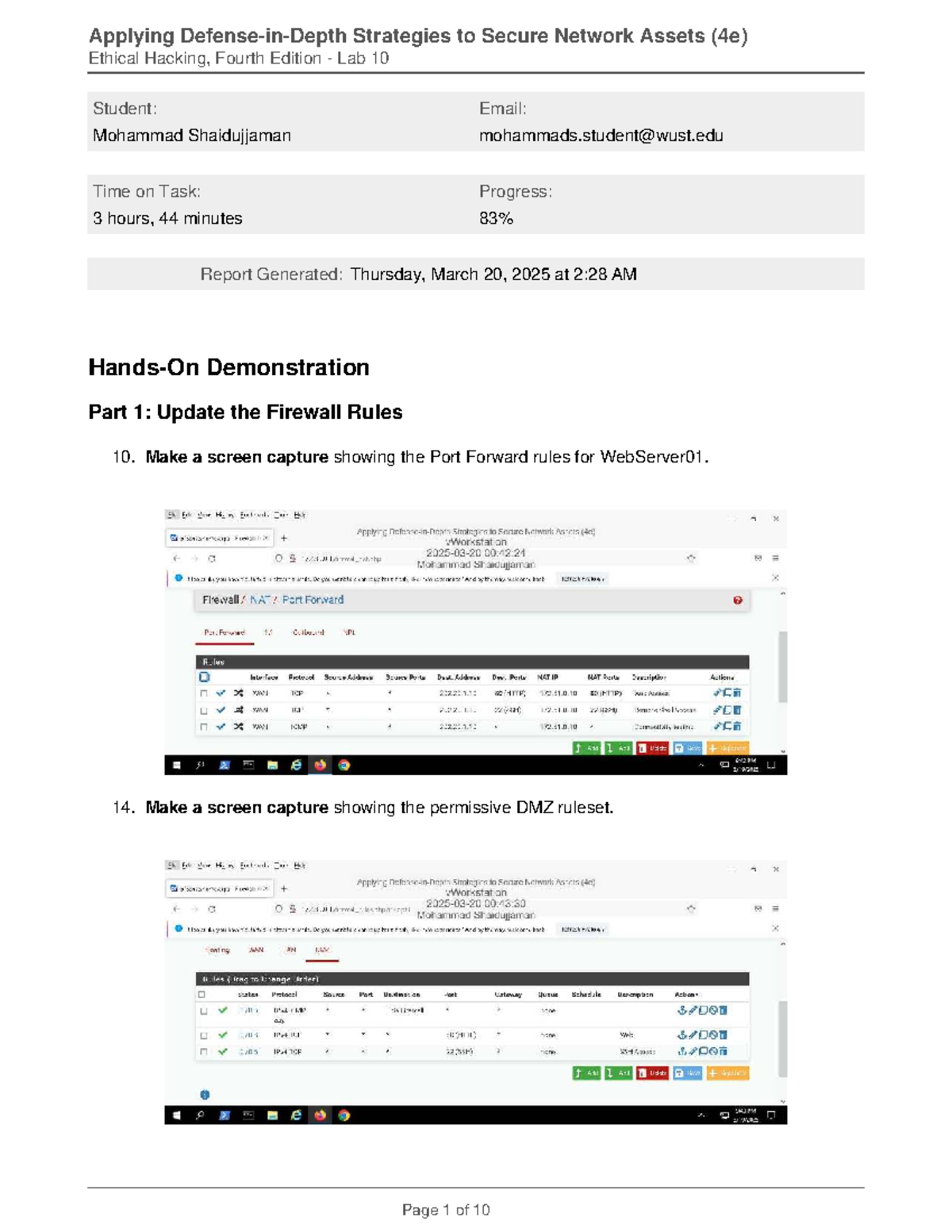 Applying Defense-in-Depth Strategies to Secure Network Assets (4e) Lab ...