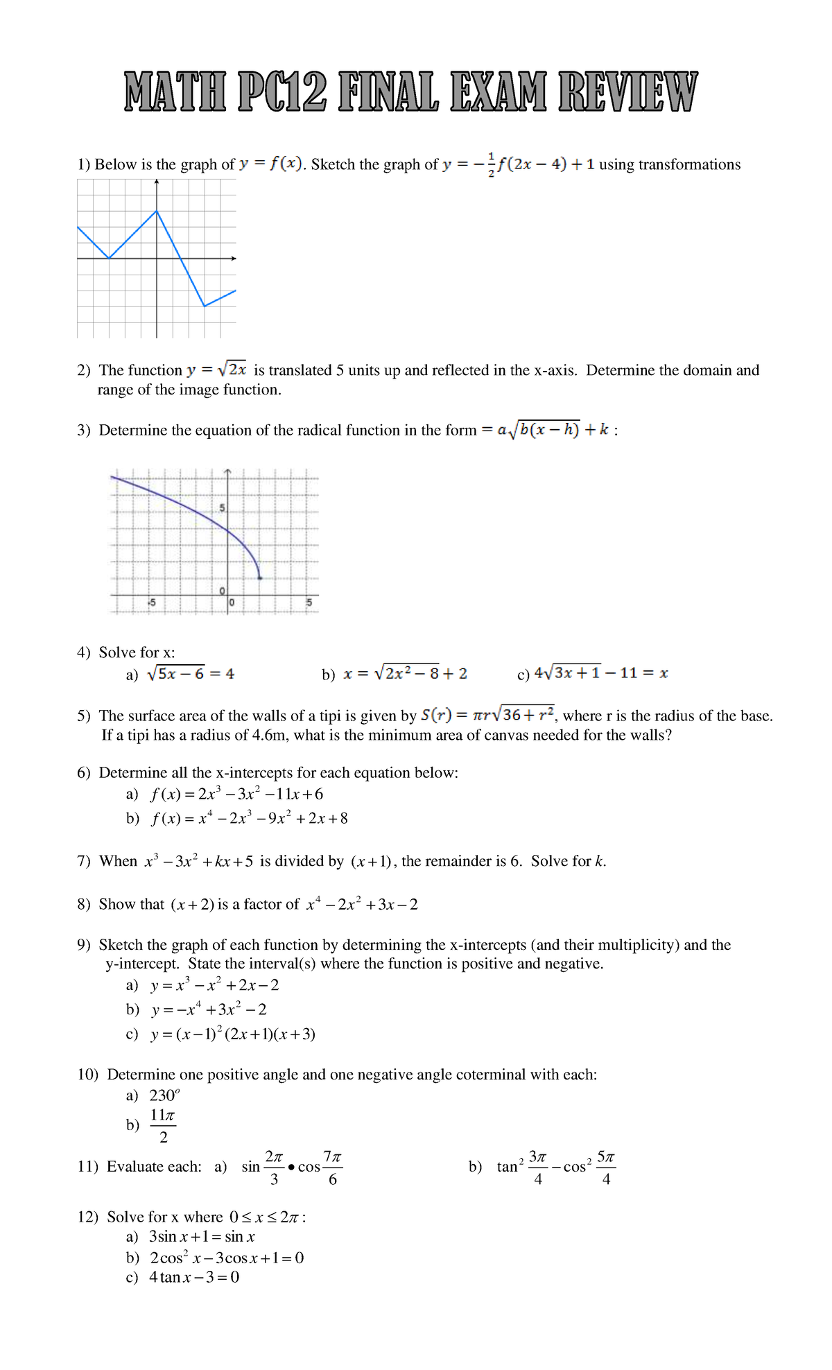 Math 101: Exam Review Jan 2023 - Practice Questions & Solutions - Studocu