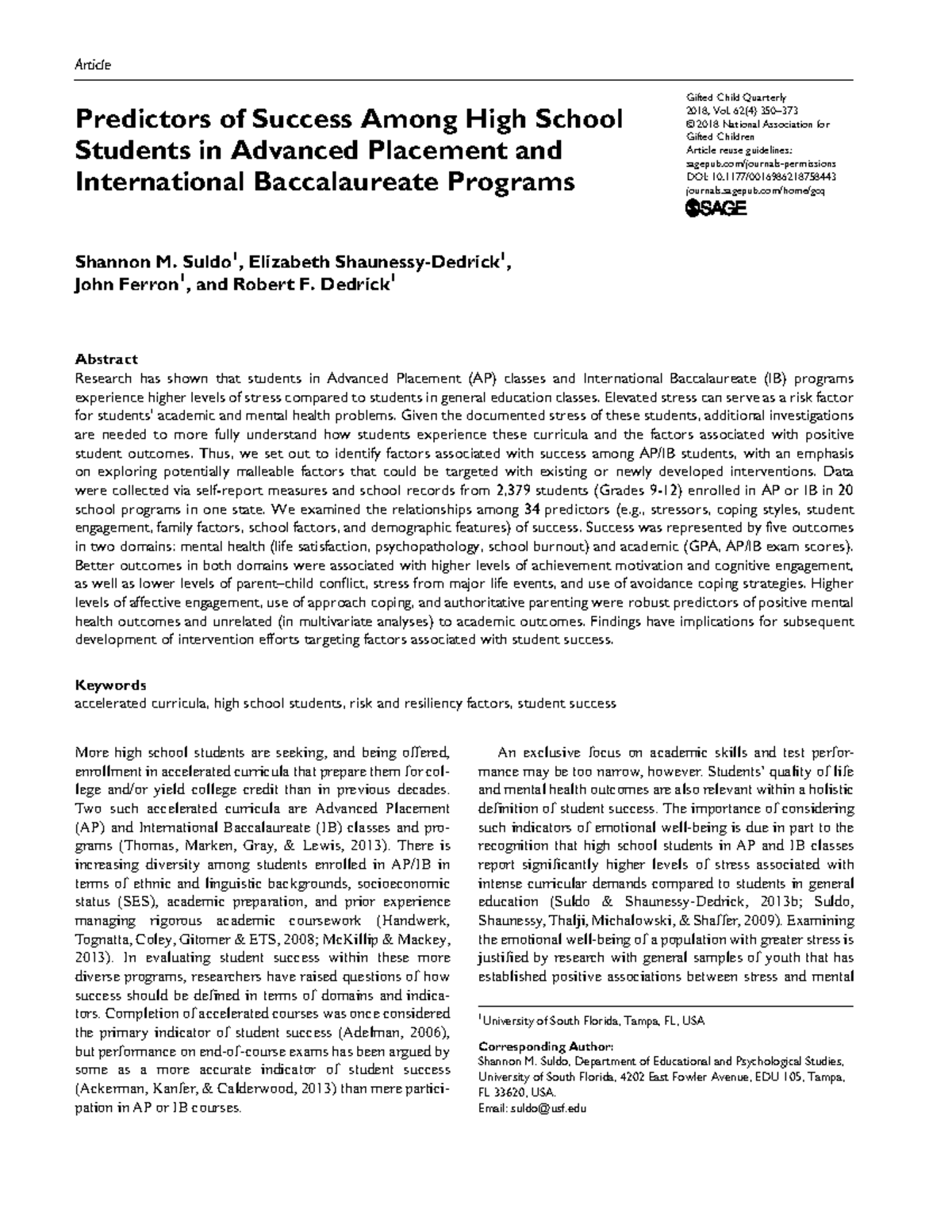 Predictors of Success in AP/IB Programs: Final Exam Study Notes XYZ101 ...