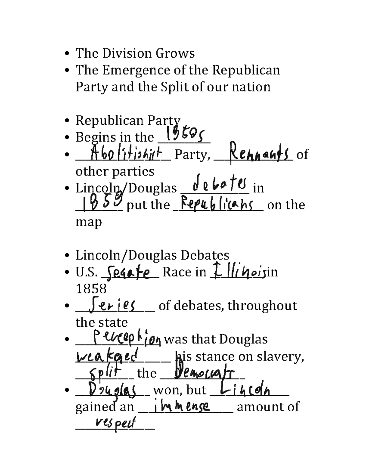 The Division and Emergence of the Republican Party (HIST 504) - Studocu