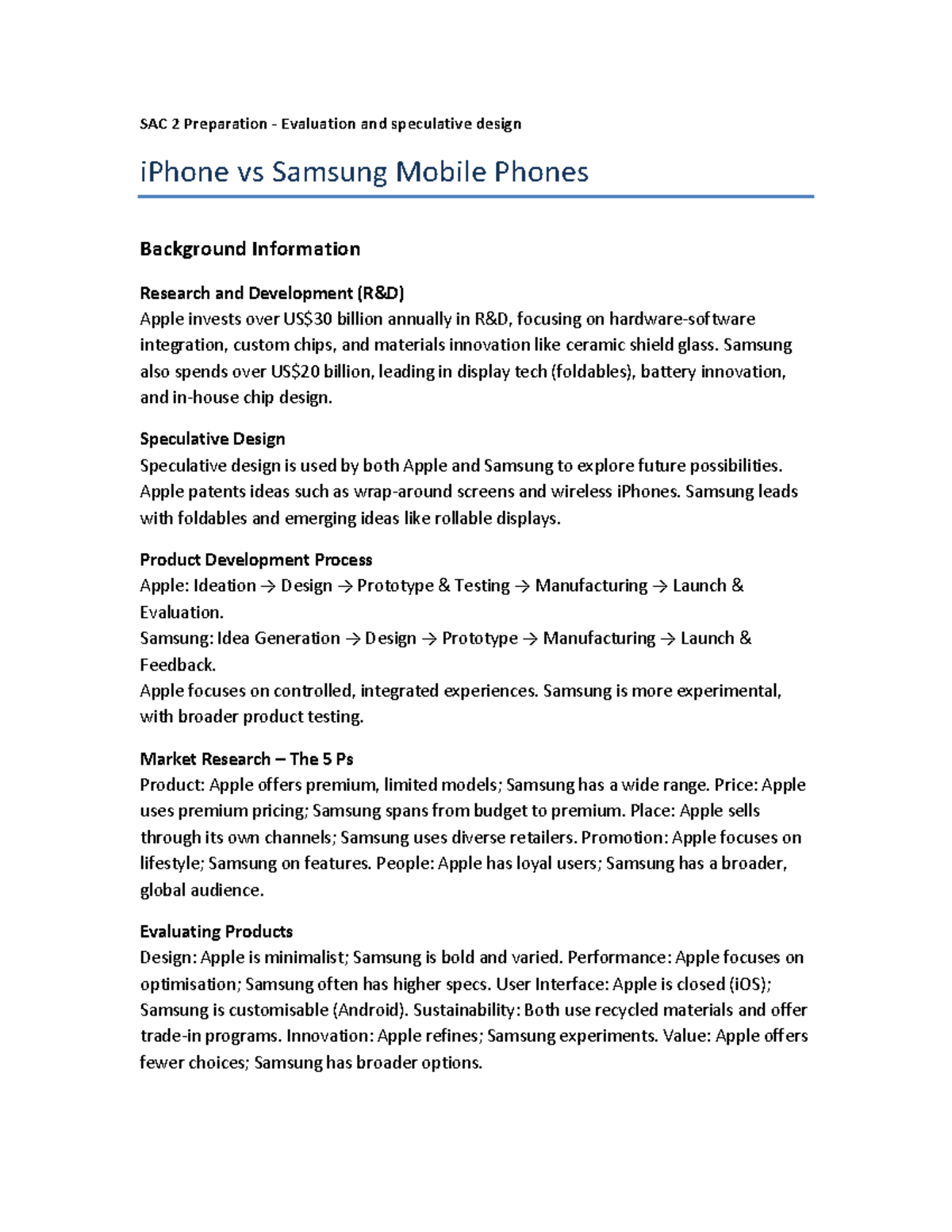 SAC 2 Preparation: iPhone vs Samsung Mobile Phones Analysis - Studocu