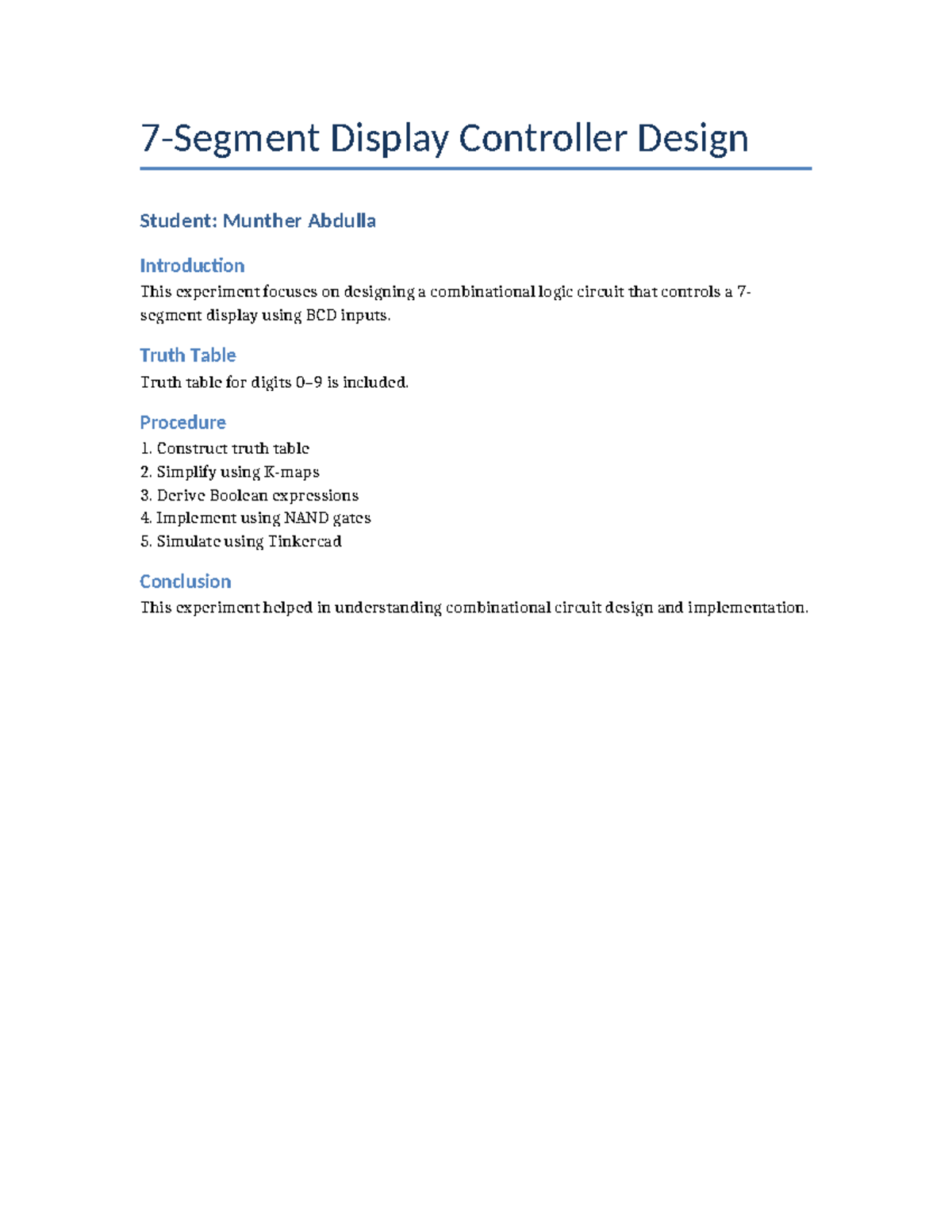 7 segment report - fqf - 7-Segment Display Controller Design Student ...