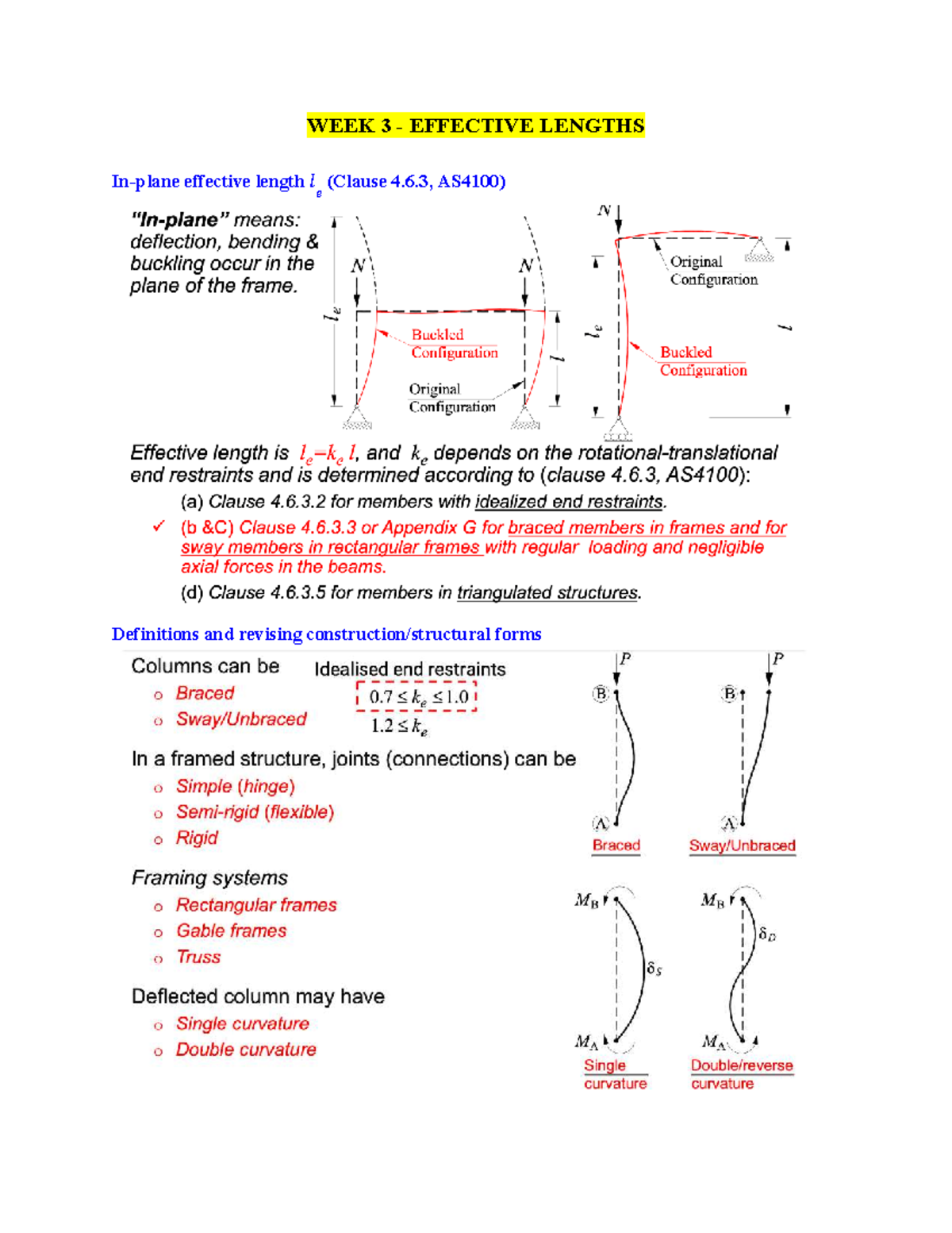 WEEK 3 - Effective Lengths in Framed Structures (AS4100) - Studocu
