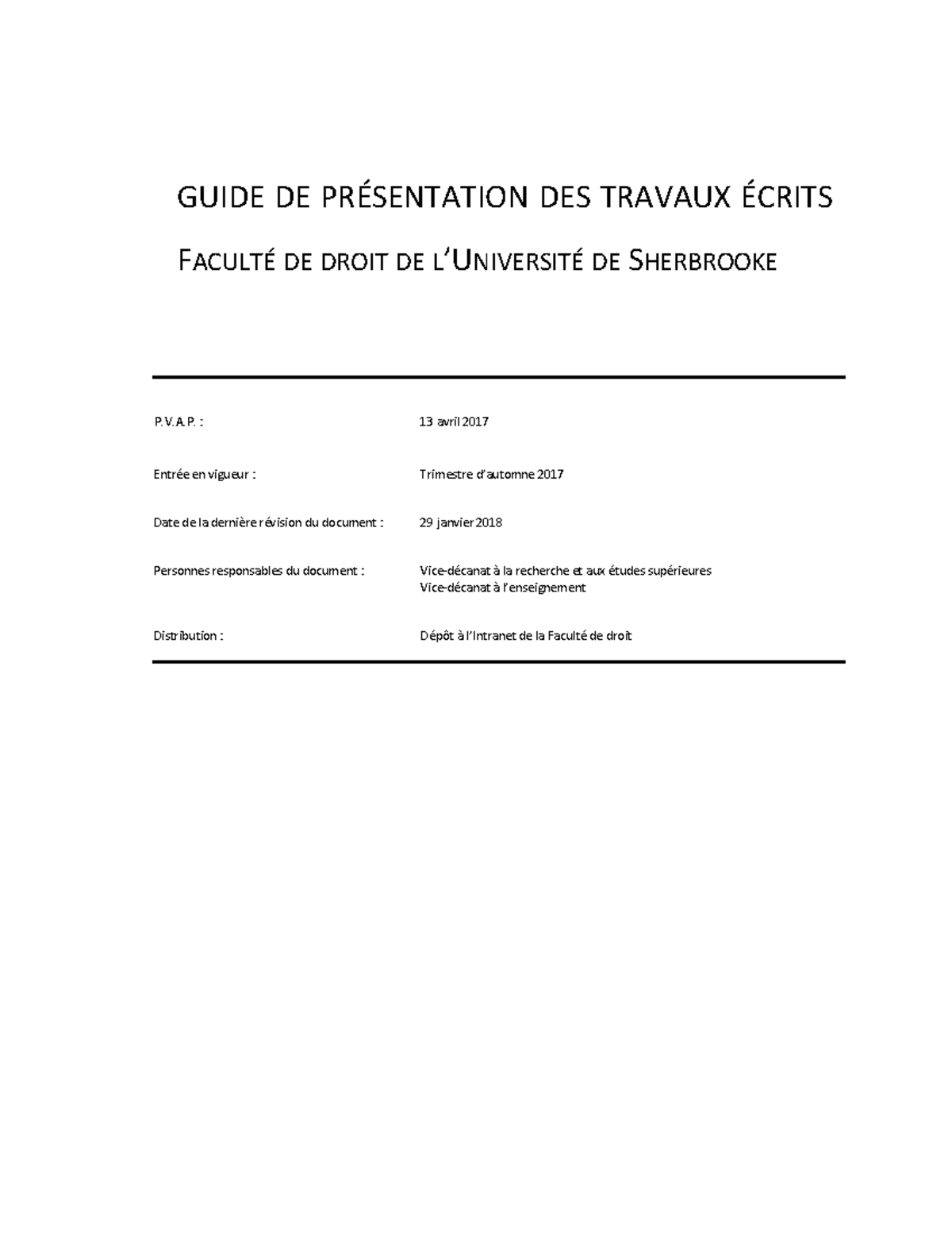 Guide de presentation des travaux ecrits - GUIDE DE PR.. DES TRAVAUX .. FACULT... DE DROIT DE ...