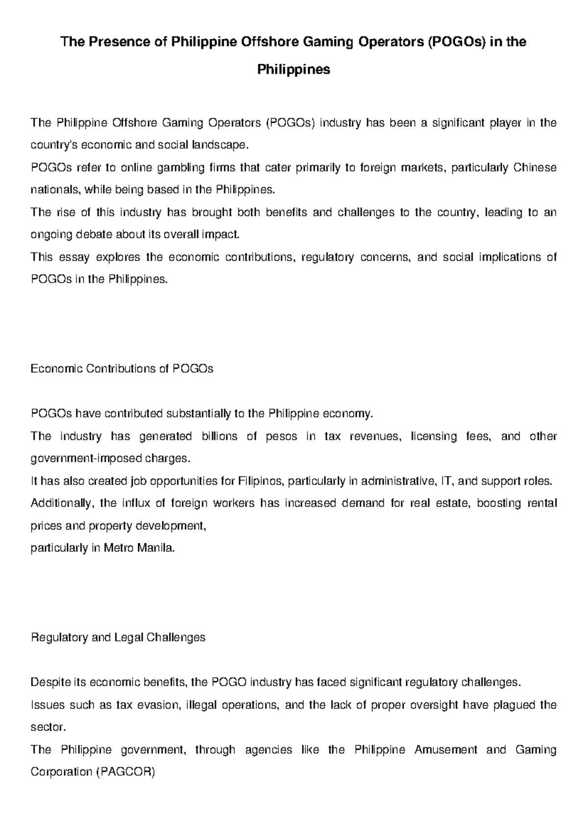 Pogo in ph - ille - The Presence of Philippine Offshore Gaming ...