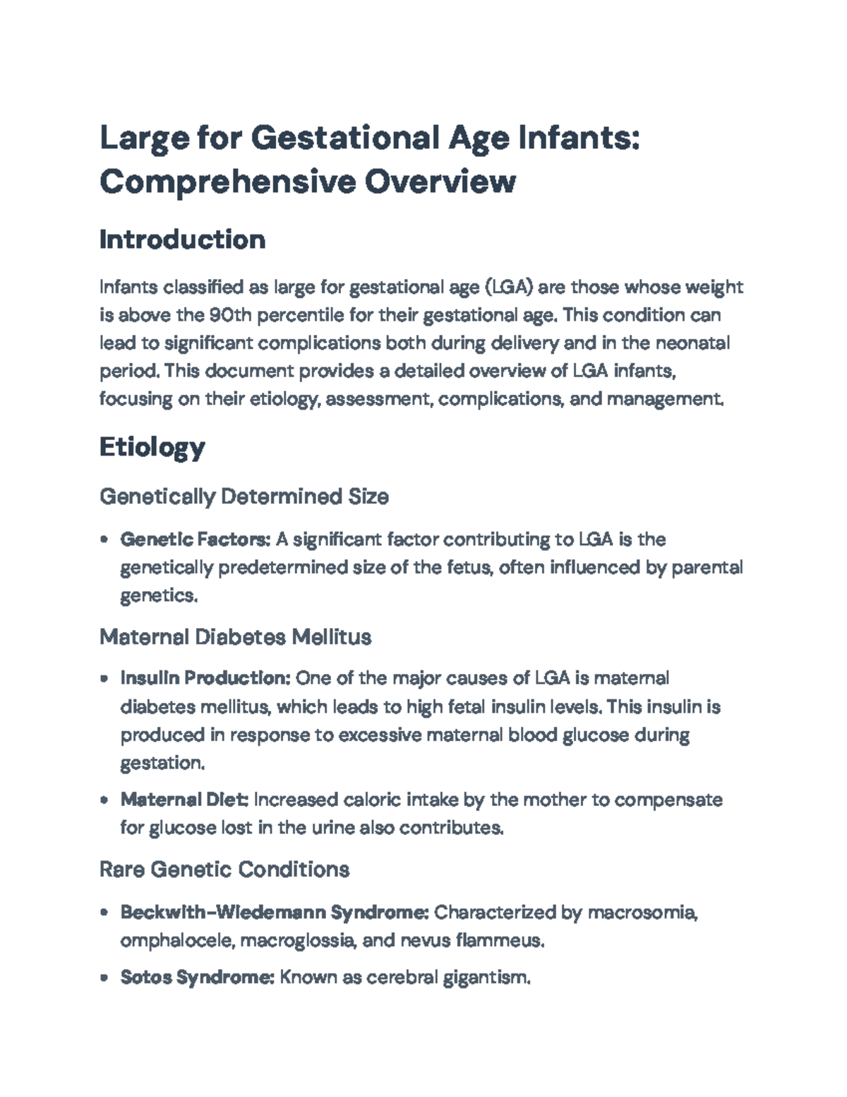 LGA Infants: Comprehensive Overview, Assessment, and Management - Studocu