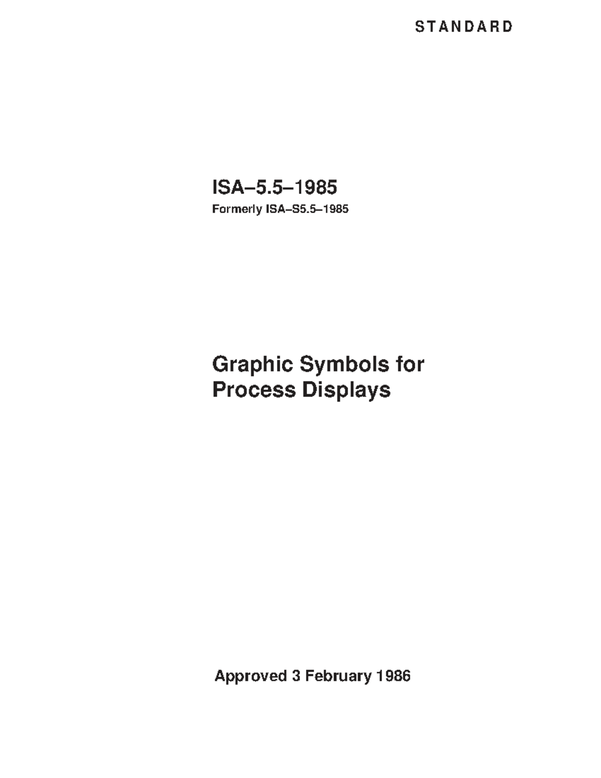 ISA S5.5 - 1985: Graphic Symbols for Process Displays Standard - Studocu