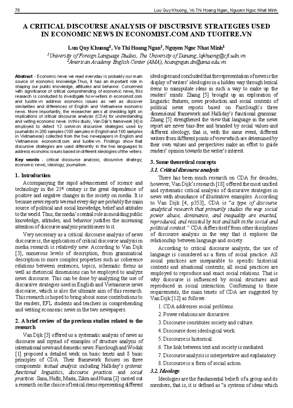 A CRITICAL DISCOURSE ANALYSIS OF ECONOMIC NEWS STRATEGIES IN EEN & VEN ...