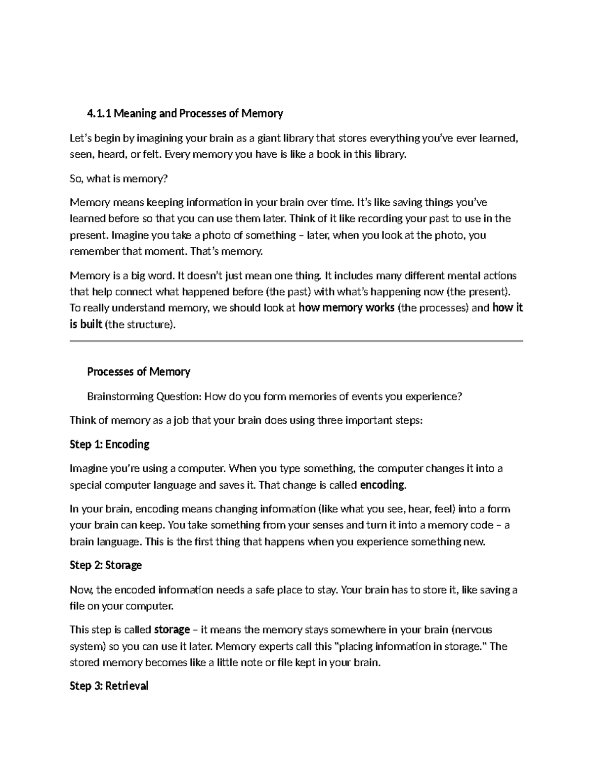 Psychology Unit 4-7: Understanding Memory and Motivation Processes - Studocu
