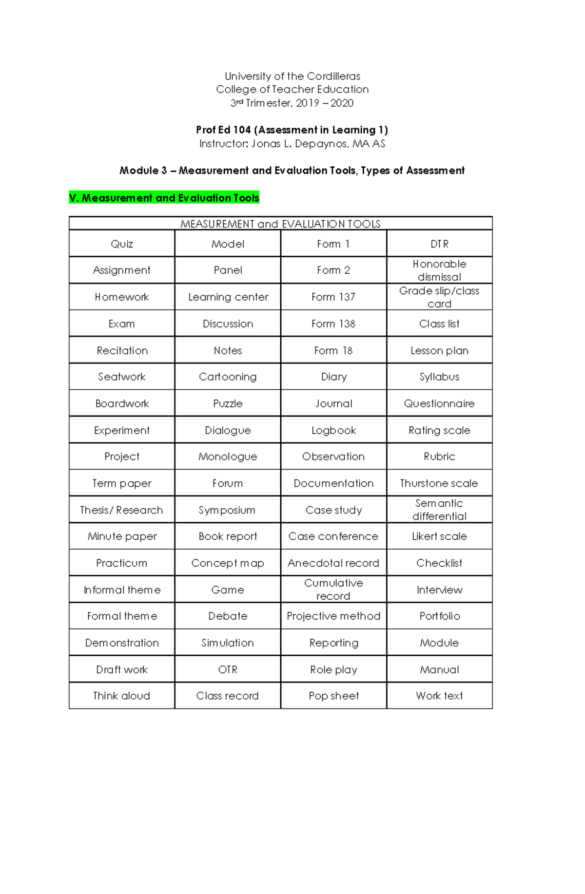 Prof Ed 104 - Module 3 (Material) - University of the Cordilleras ...