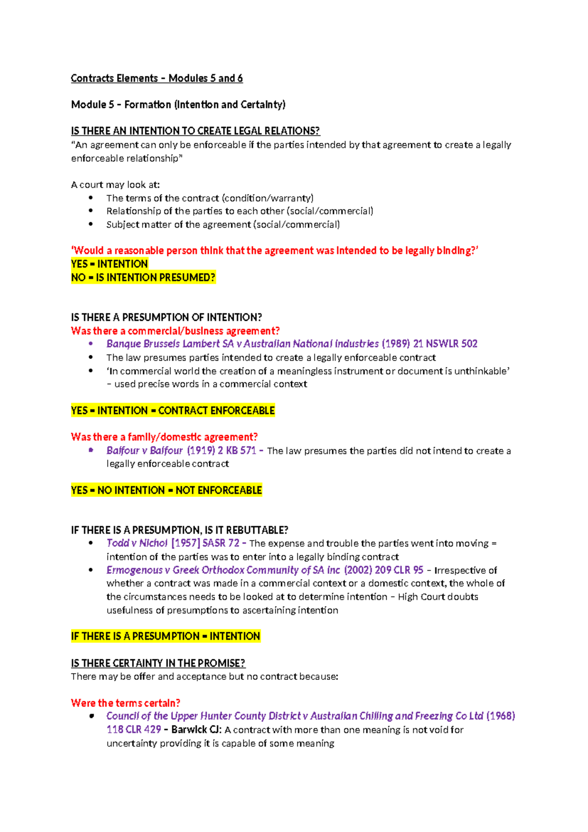 Contracts Elements: Formation, Formalities, and Estoppel (Modules 5 & 6) - Studocu