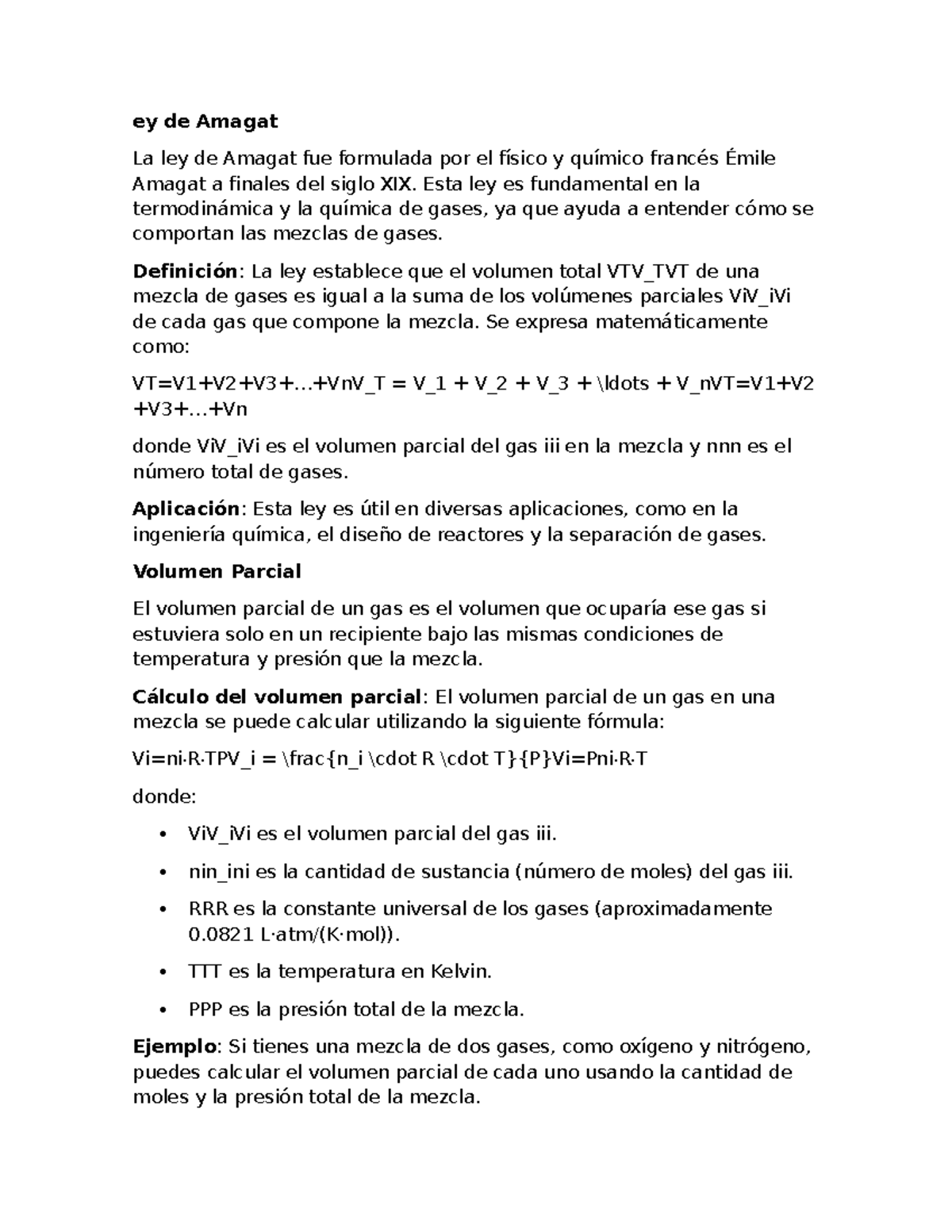 Ley de Amagat: Fundamentos y Aplicaciones en Termodinámica - Studocu