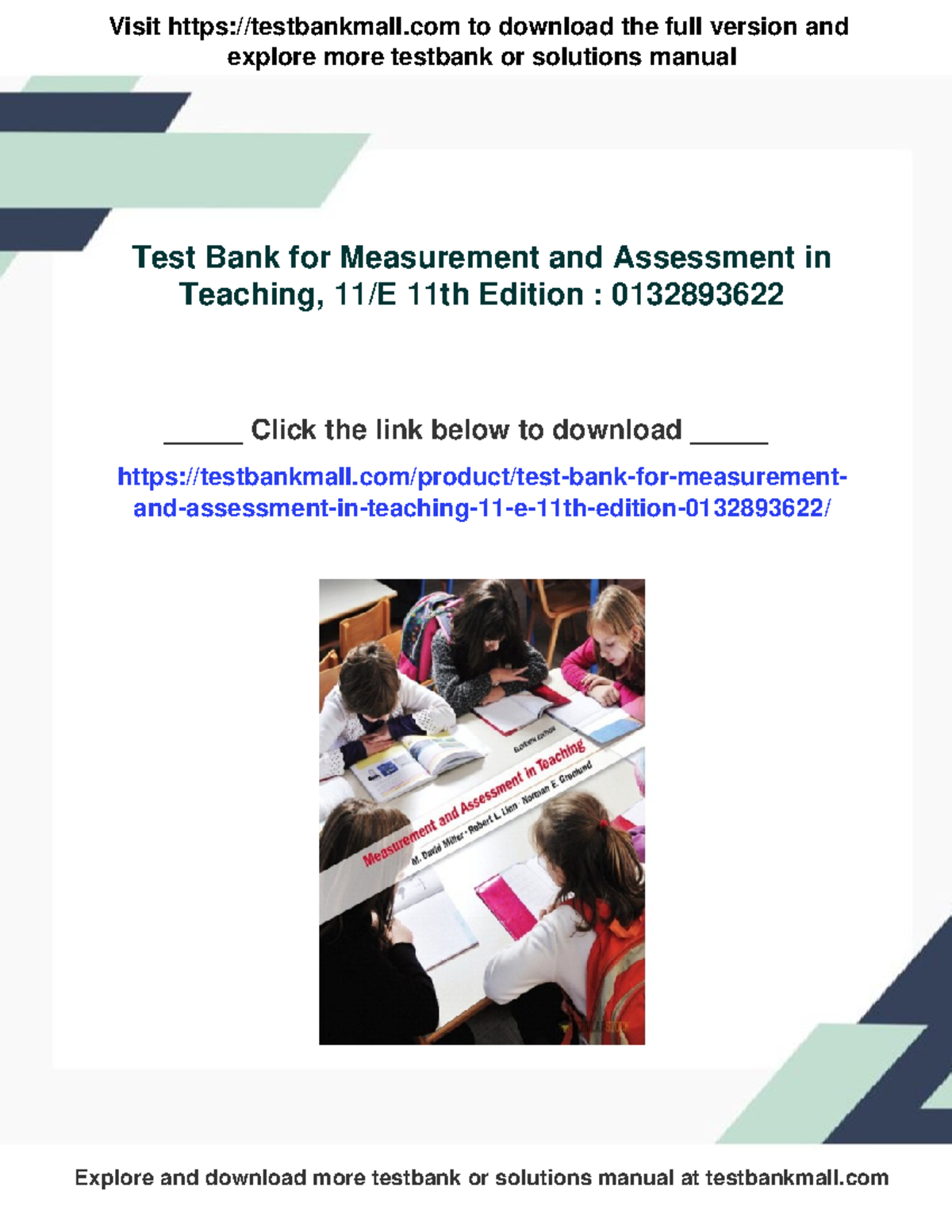 Test Bank for Measurement and Assessment in Teaching, 11th Ed. - Studocu
