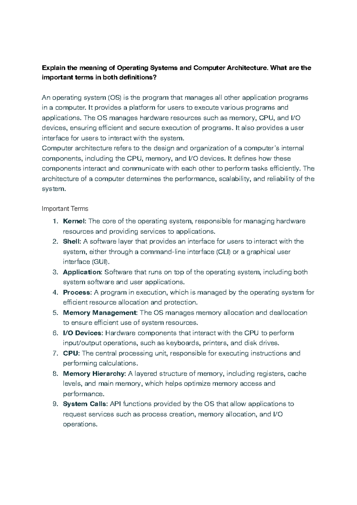 CS 101: Exercise 1 - Overview of Operating Systems & Computer ...