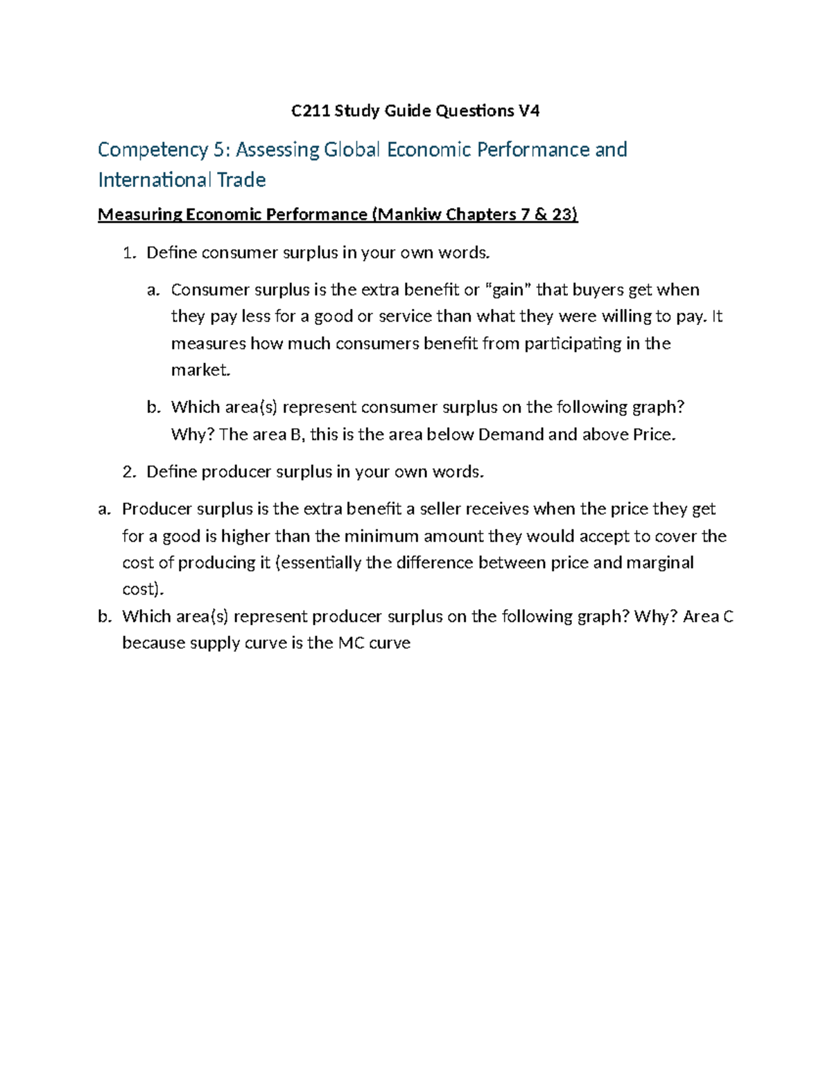 C211 Study Guide Questions V4: Comp 5 - Measuring Economic Performance ...