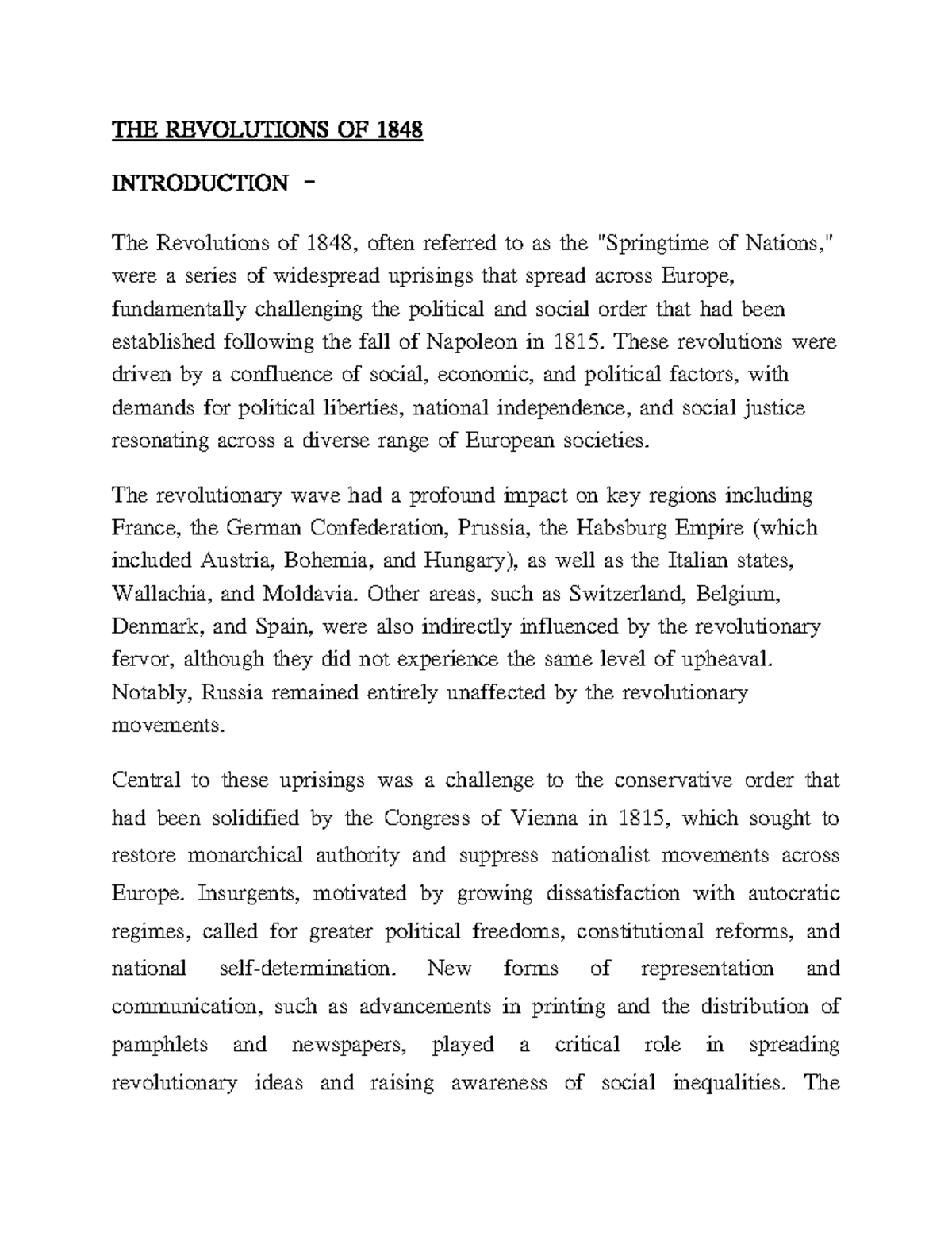 Revolution 1848: Causes, Effects, and Interpretations of a Turbulent ...