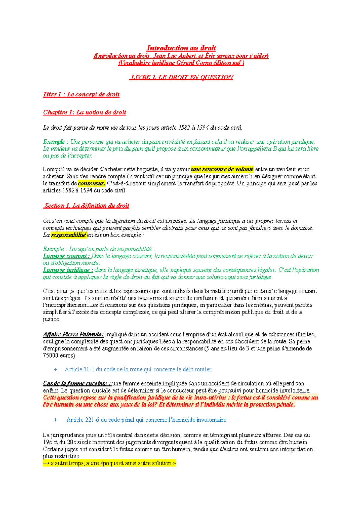 Introduction au Droit - Cours et Concepts Juridiques (DROIT101) - Studocu