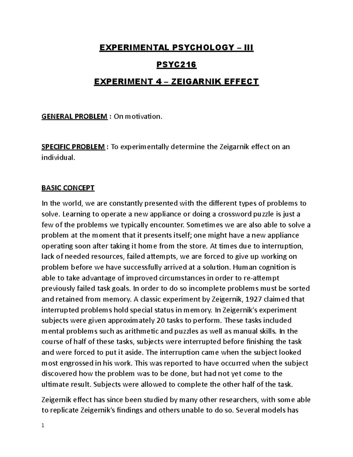 Zeigarnik Effect Experiment: Insights on Unfinished Tasks - PSYC 304 ...