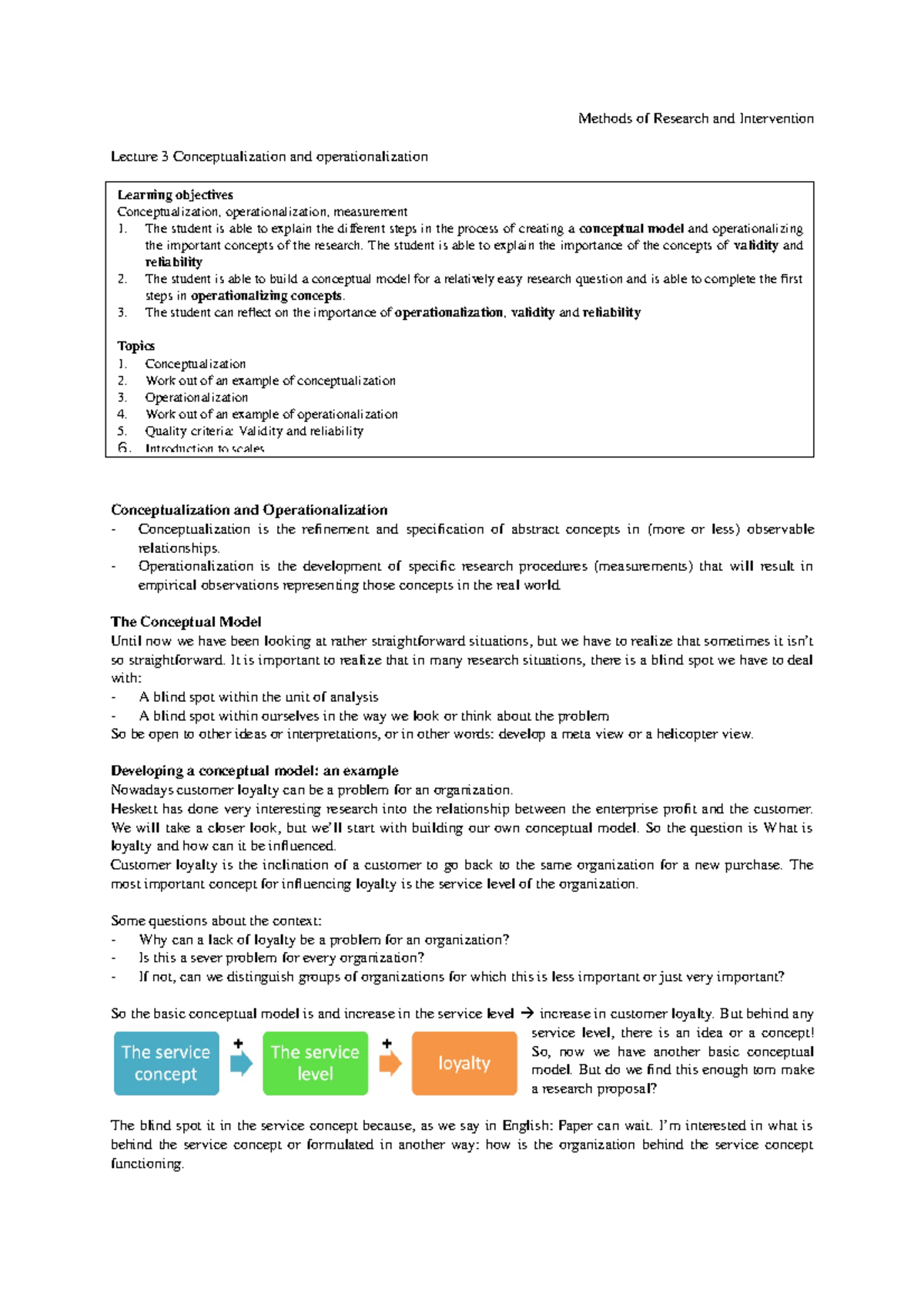 Lecture 3 Conceptualization and Operationalization - Methods of Research and Intervention ...