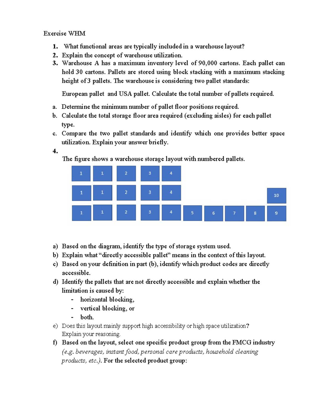 Warehouse Layout & Utilization Analysis - Exercise WHM - Studocu