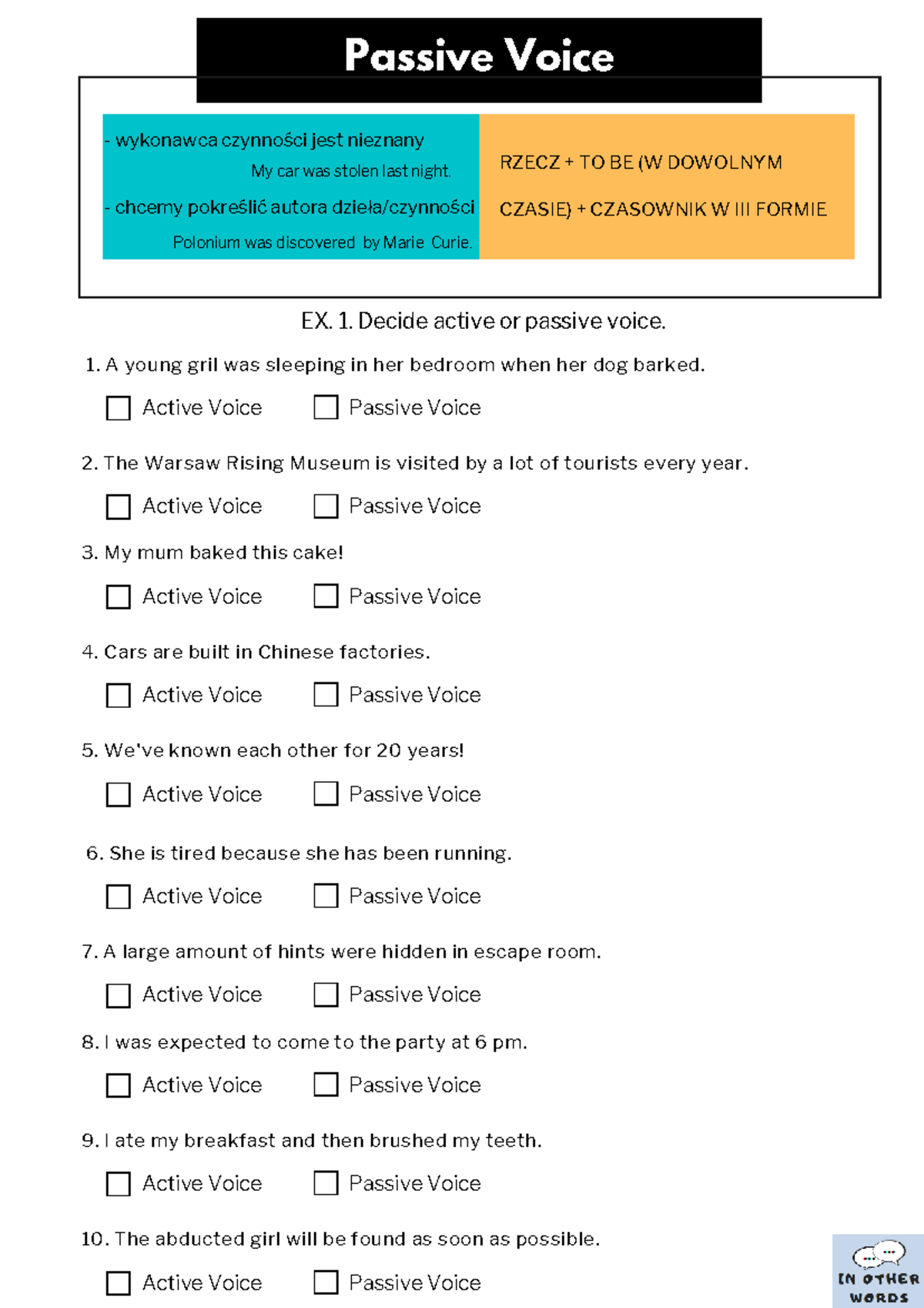 Passive Voice Exercises with Examples and Solutions - Studocu