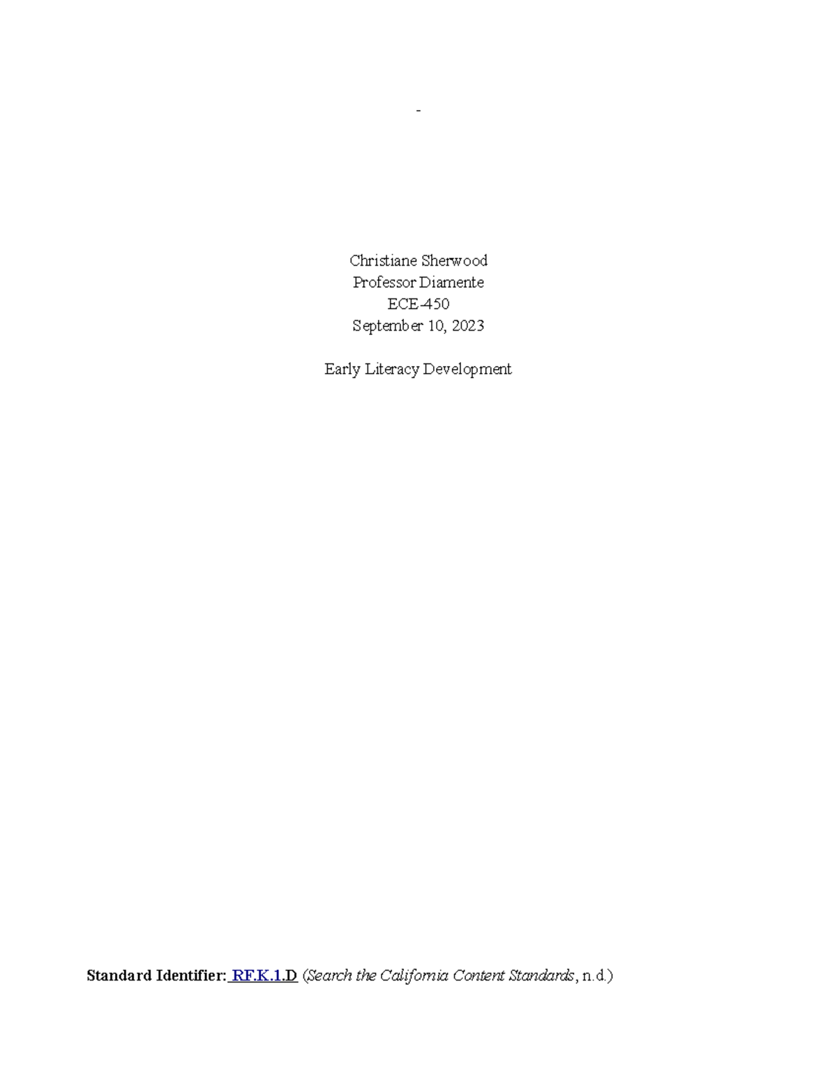Early Literacy Development Activities for ECE 450 Students - Studocu