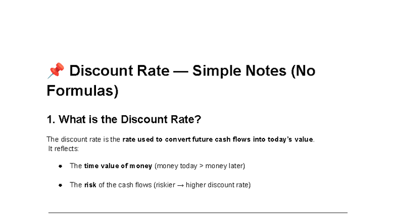 Discount Rate Overview - Simple Notes (No Formulas) - Studocu