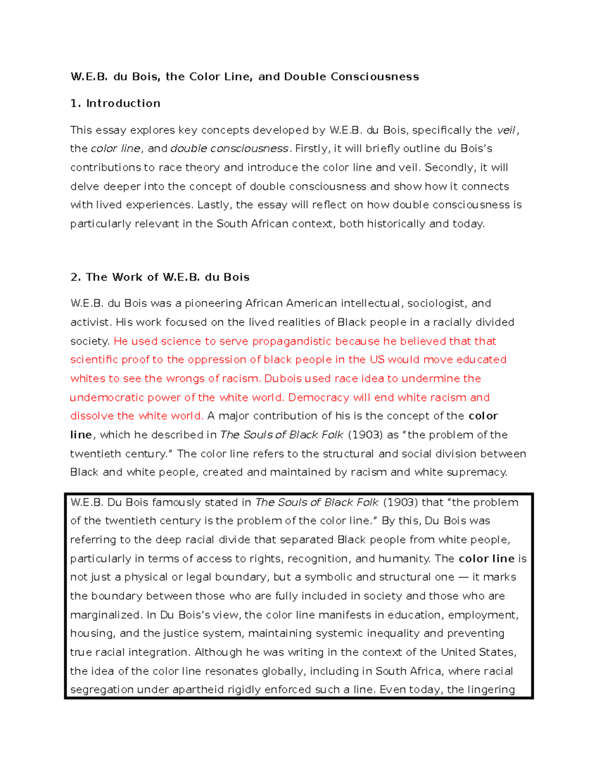 W.E.B. du Bois: The Color Line & Double Consciousness in Social Theory ...