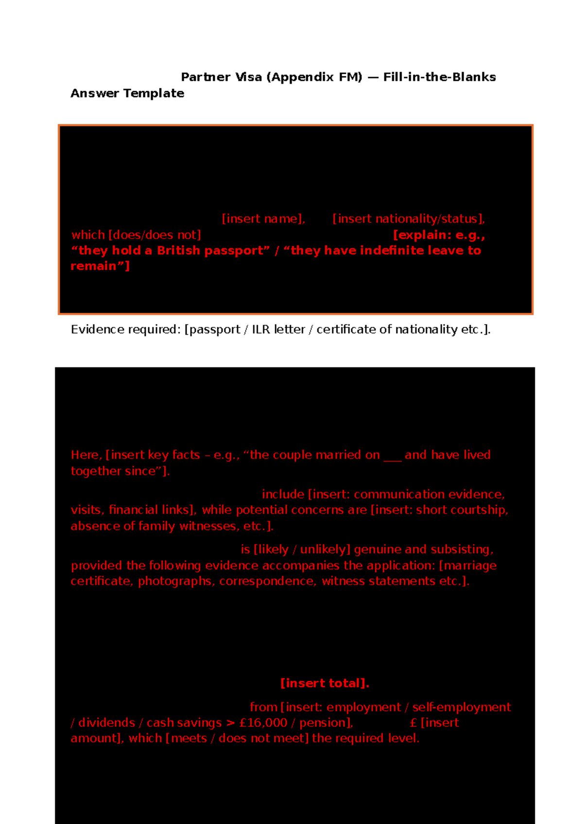 Partner Visa (Appendix FM) Requirements Flow Chart - Studocu