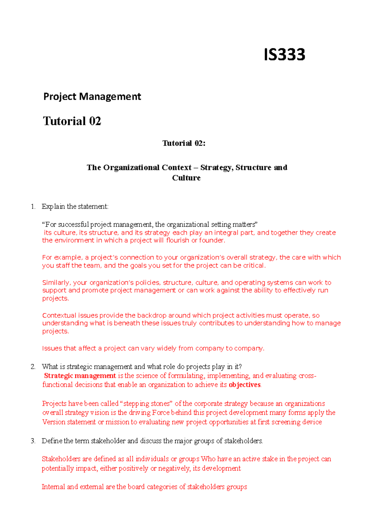 Tutorial 02 (with answer) - IS Project Management Tutorial 02 Tutorial ...
