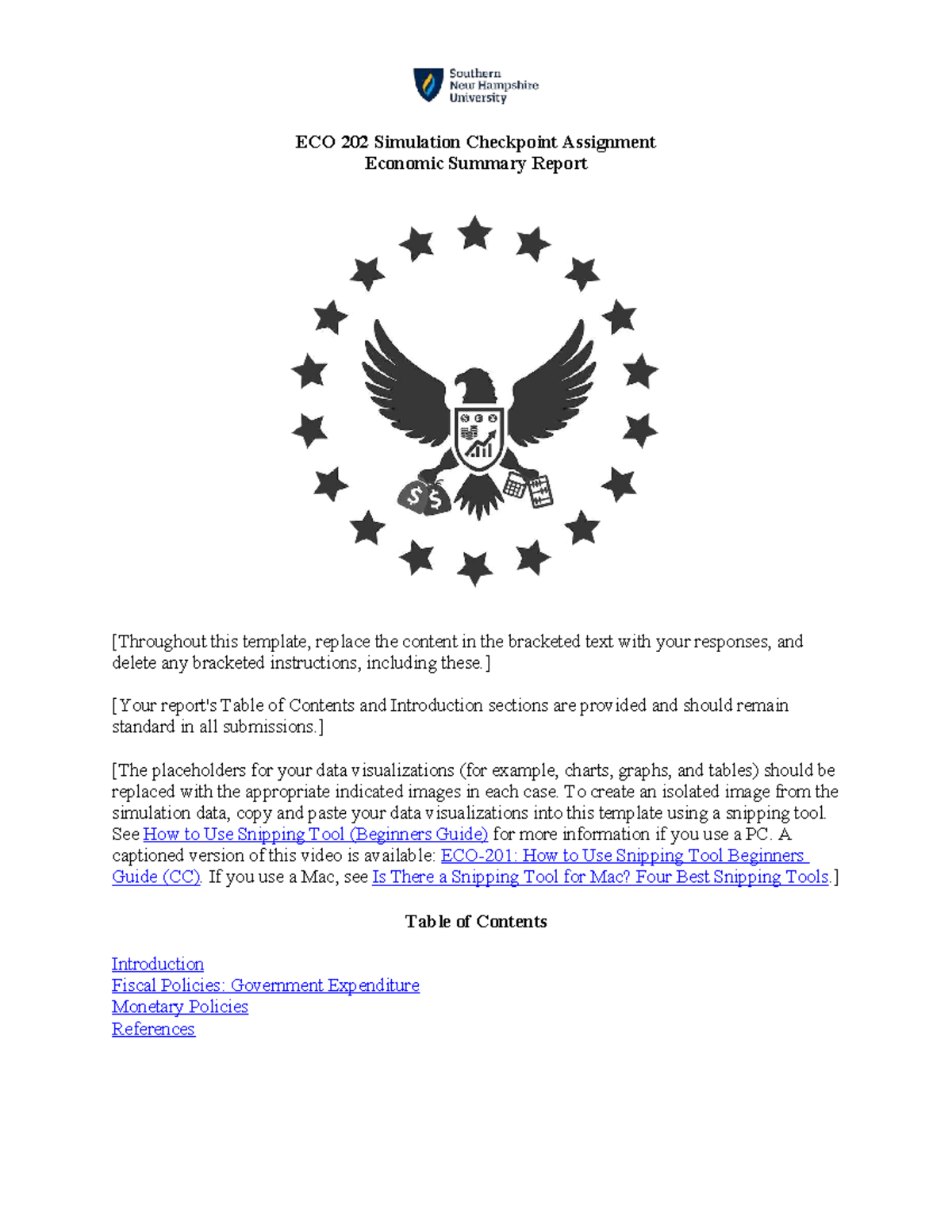 ECO 202 Module Three Simulation Checkpoint Assignment Template - ECO 202 Simulation Checkpoint ...